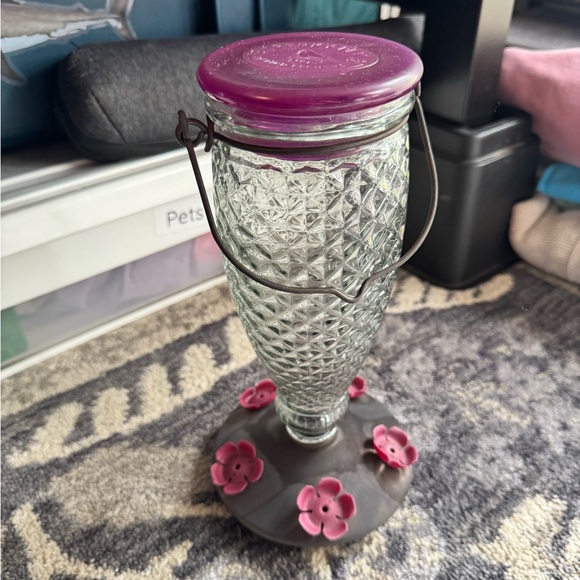 Perky-Pet | Accents | Purple And Clear Glass Hummingbird Feeder | Poshmark